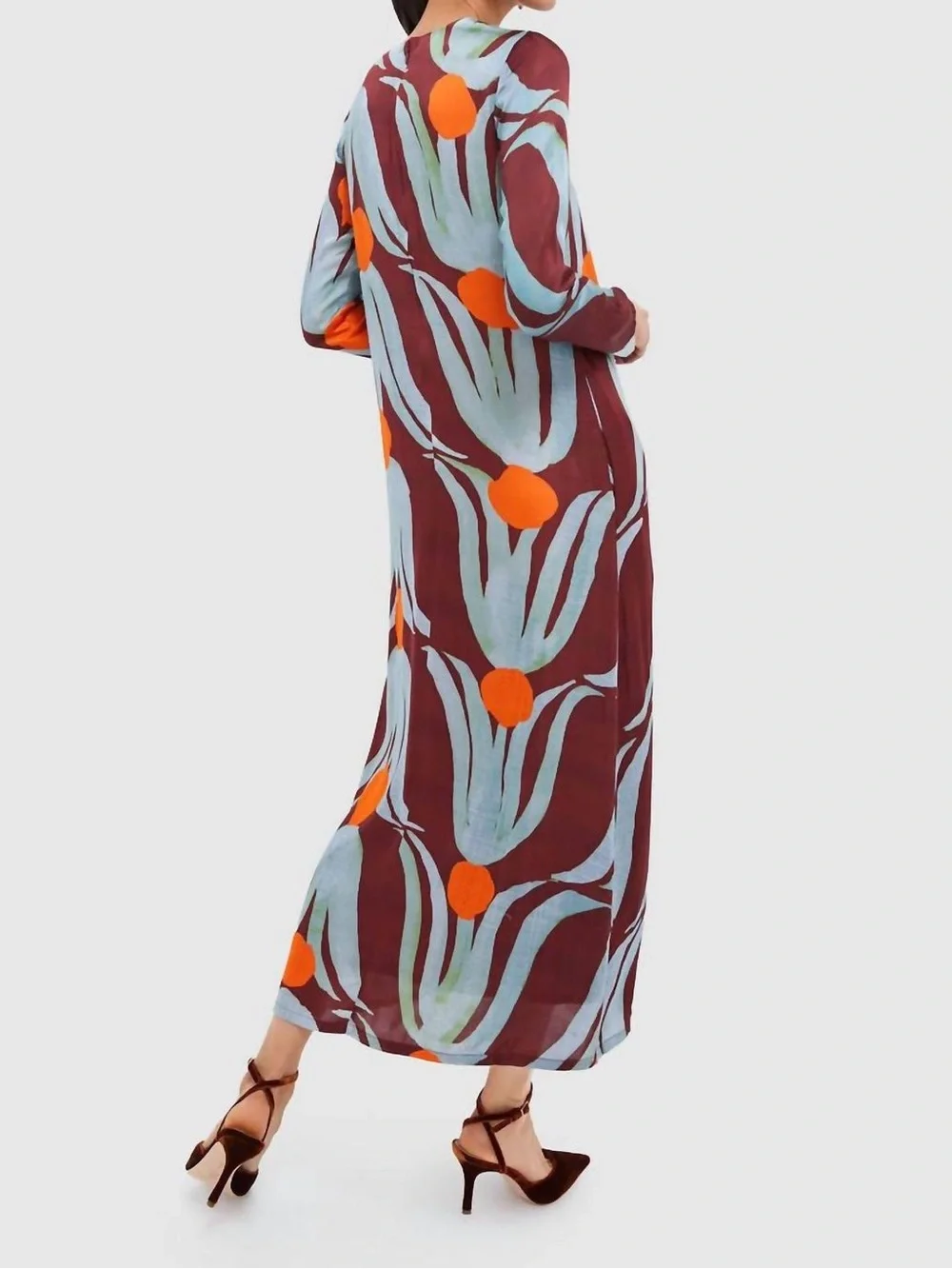 Oliphant | Dresses | Oliphant Maroon Maxi Dress With Orange And Pale ...